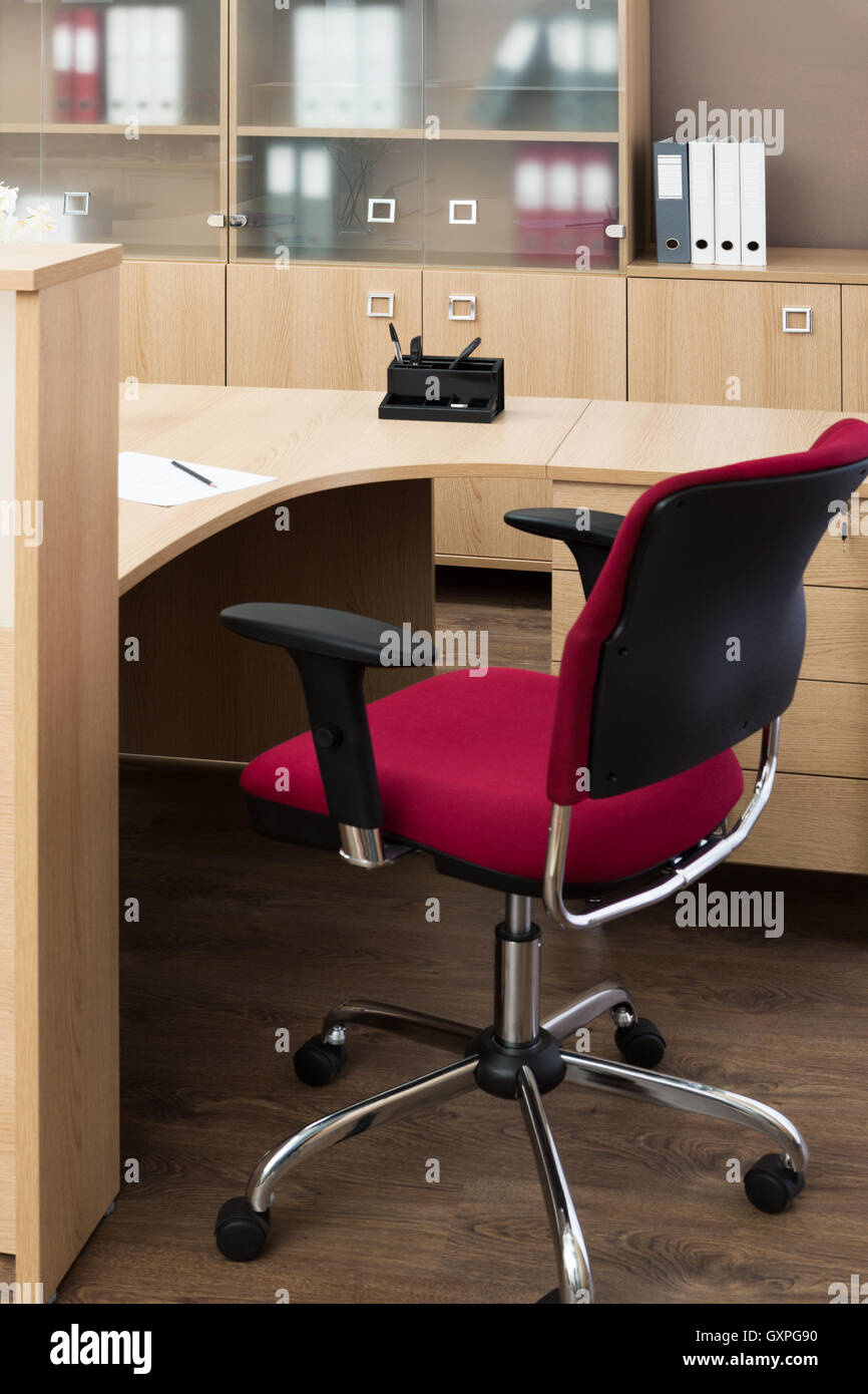 beautiful wooden desk in modern office Stock Photo - Alamy