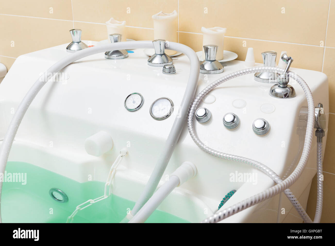 beautiful and white jacuzzi filled with water Stock Photo - Alamy