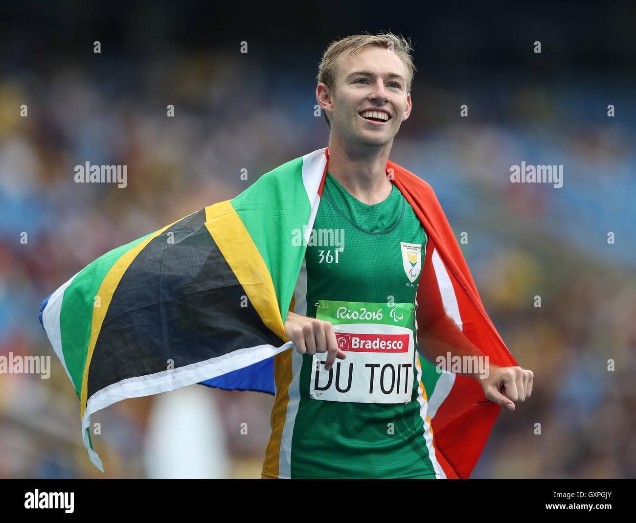 South Africa's Charl Du Toit celebrates winning the Men's T37 400 metre ...