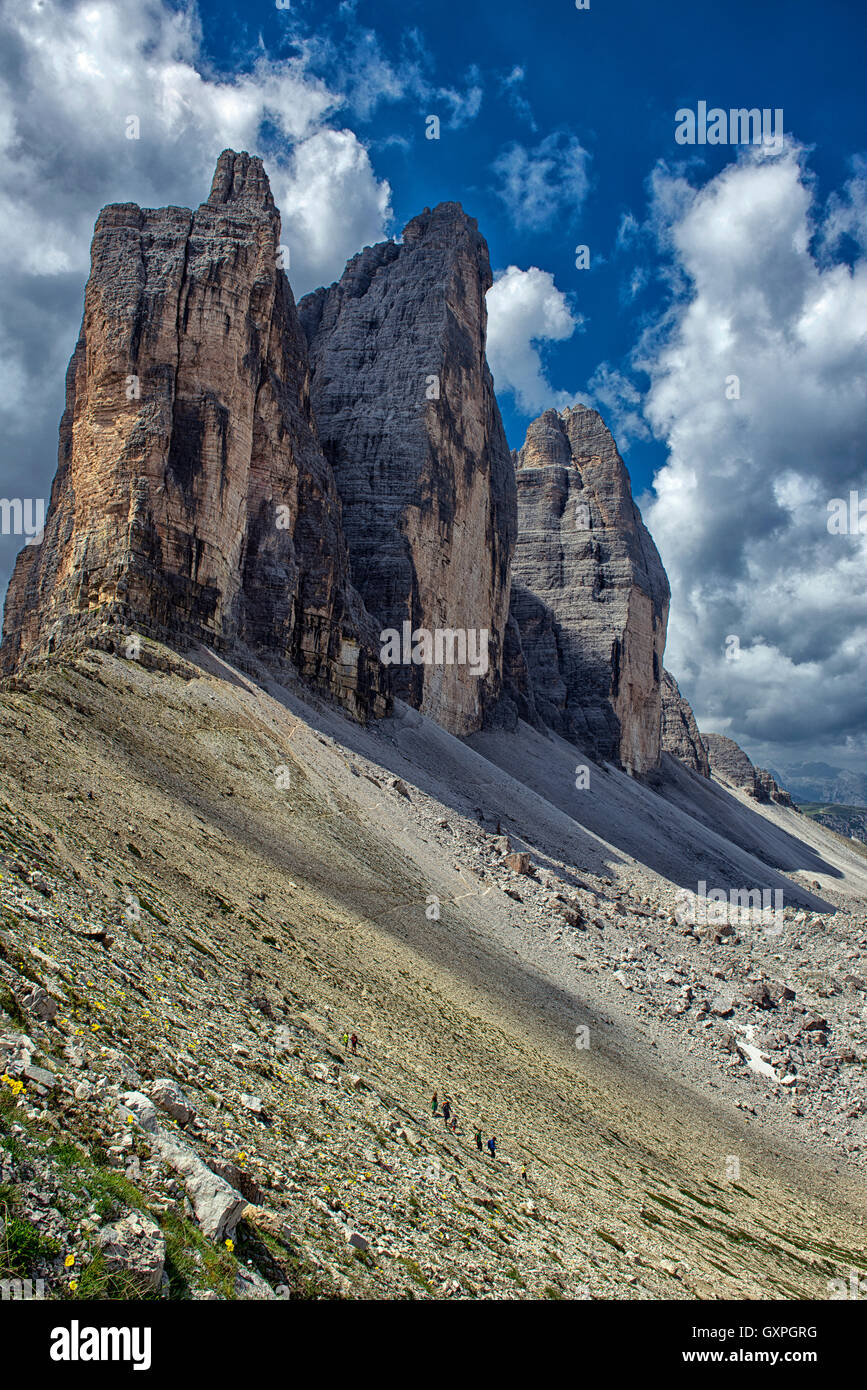 Explorers walk around Drei zinnen park - (Parco Tre Cime di Lavaredo ...