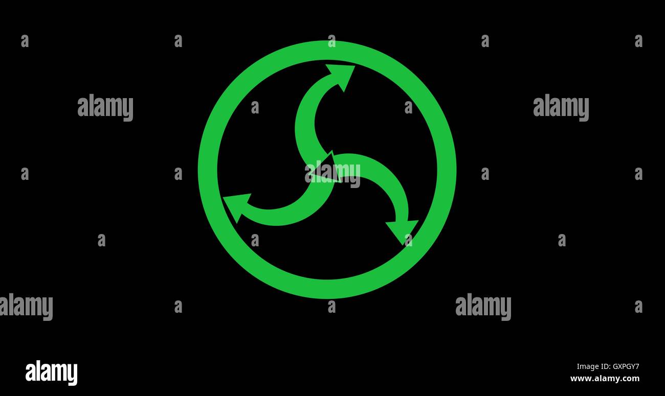 Green Recycle arrow symbol comprised of 3 curved arrows Stock Photo - Alamy
