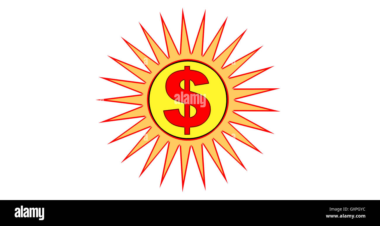 Red dollar sign sale symbol on yellow and red star shaped background ...