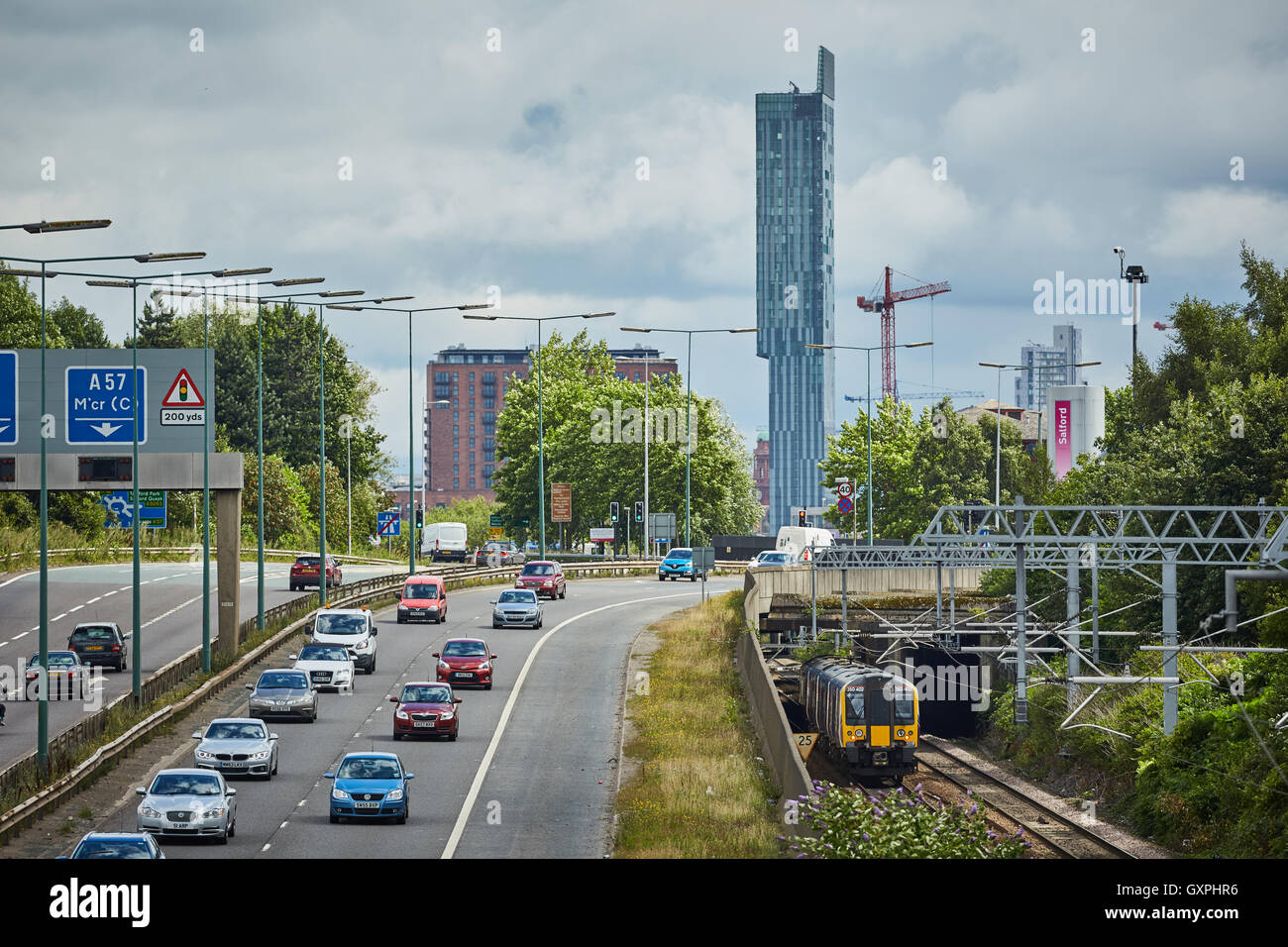 M602 Motorway Salford train Beetham Tower Local train heading to ...