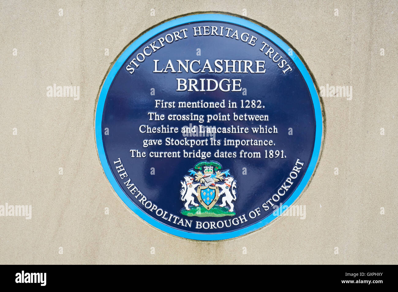 Stockport Merseyway blue plaque Ancient Lancashire Bridge heritage ...