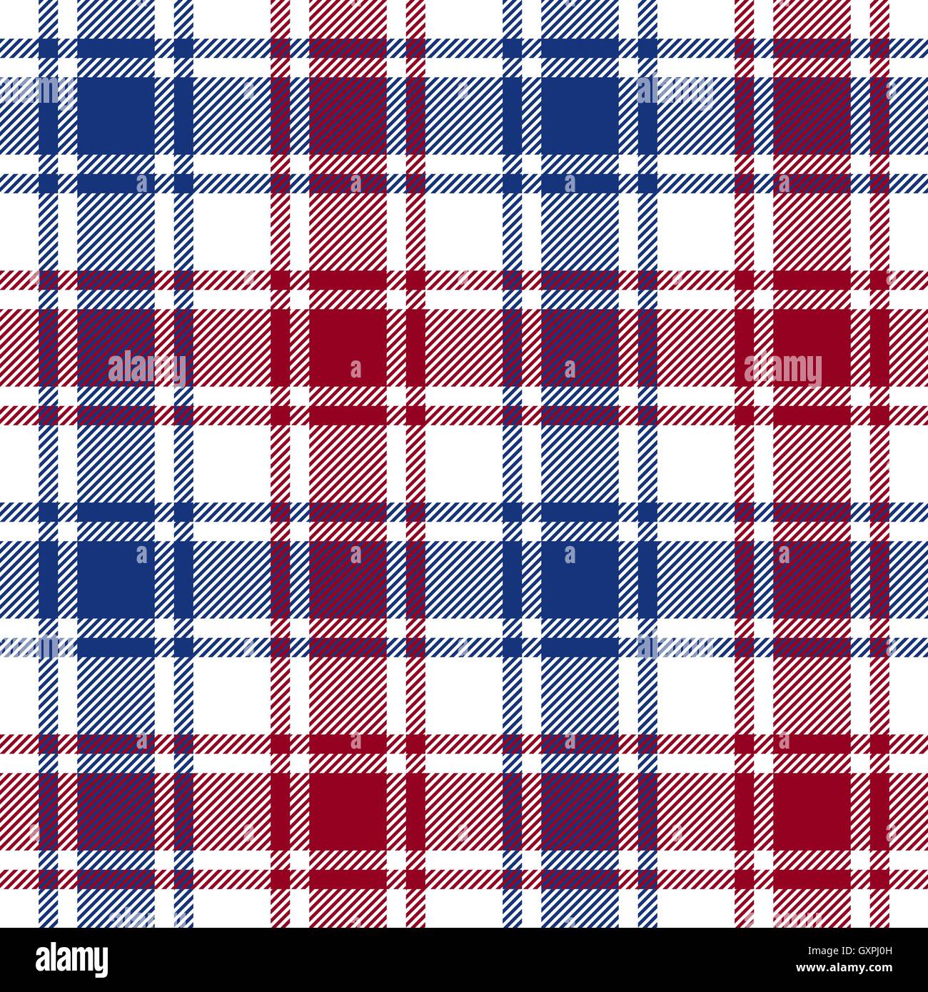 Red blue white check plaid texture seamless pattern. Vector ...