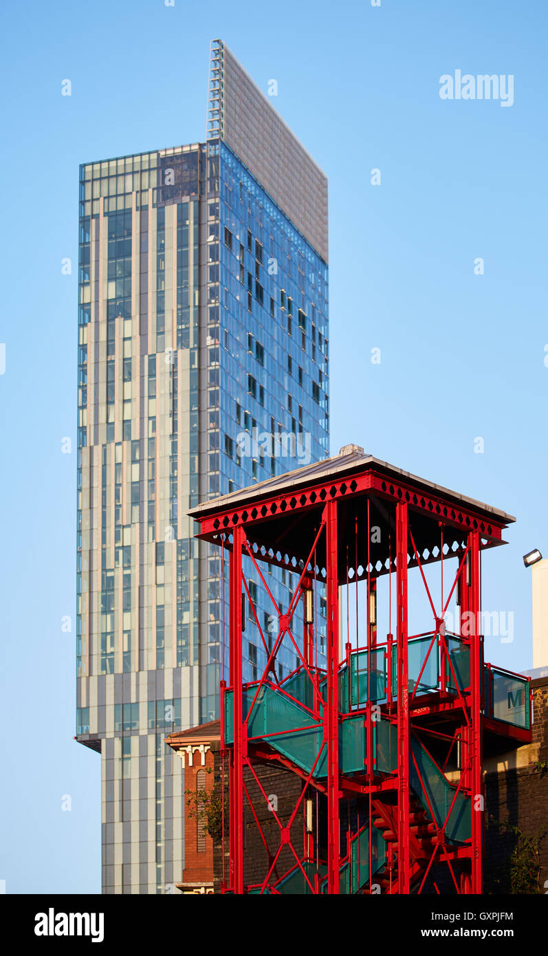 Manchester red stairs exterior tower Iron steps from Castlefield to ...