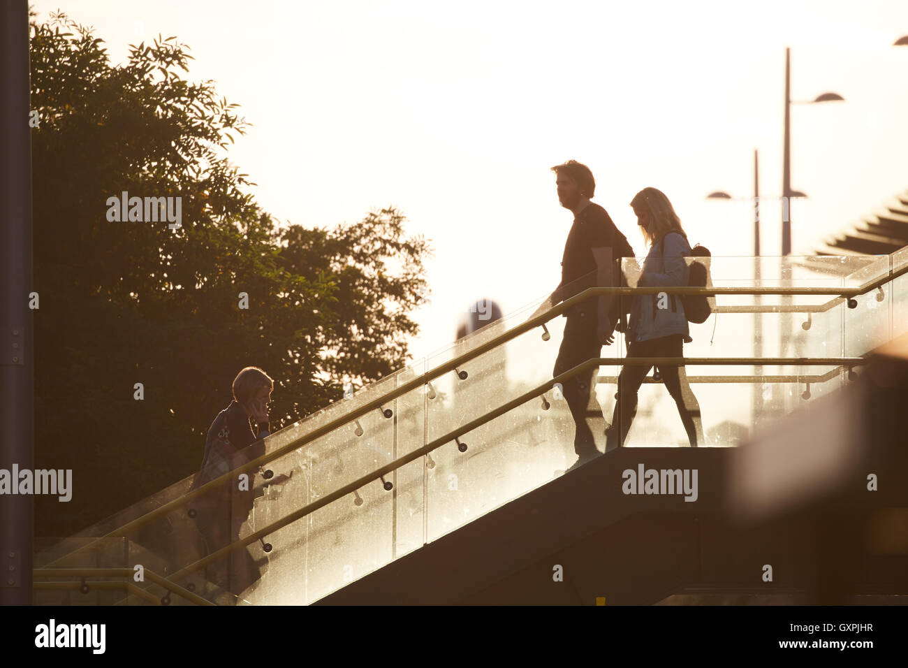 Manchester pedestrian steps metro link Deansgate locks using mobile ...