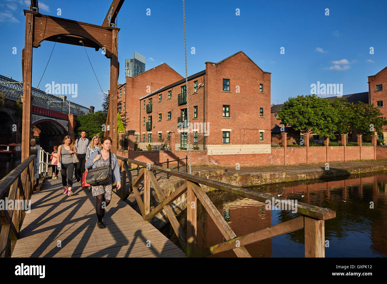 Manchester castlefield Beetham tower landmark Castlefield pedestrians ...
