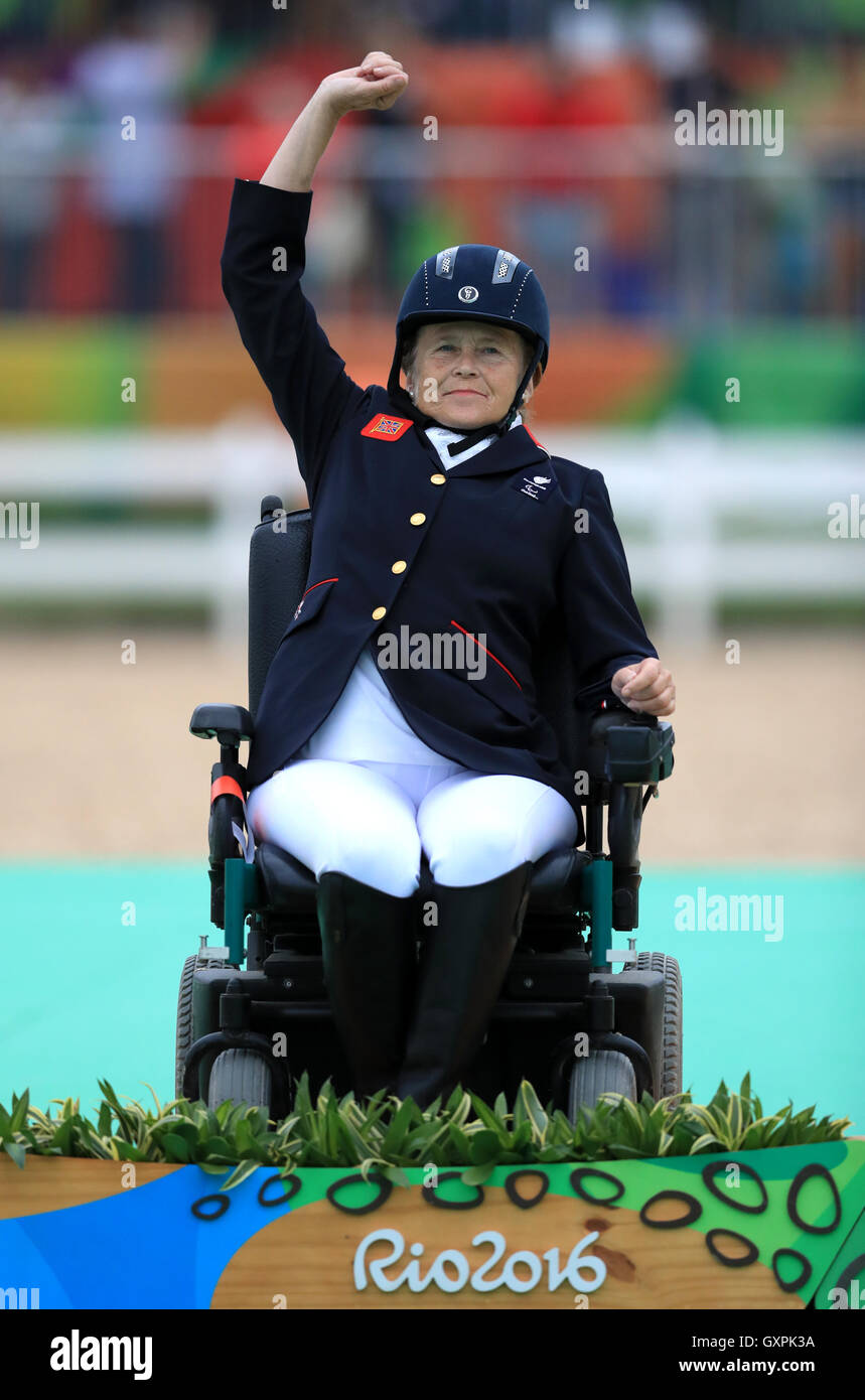 Great Britain's Anne Dunham celebrates with the Silver medal for the ...