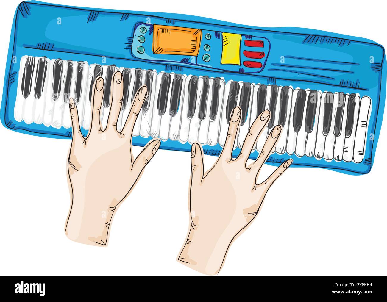 Hands playing a piano Stock Vector Images - Alamy