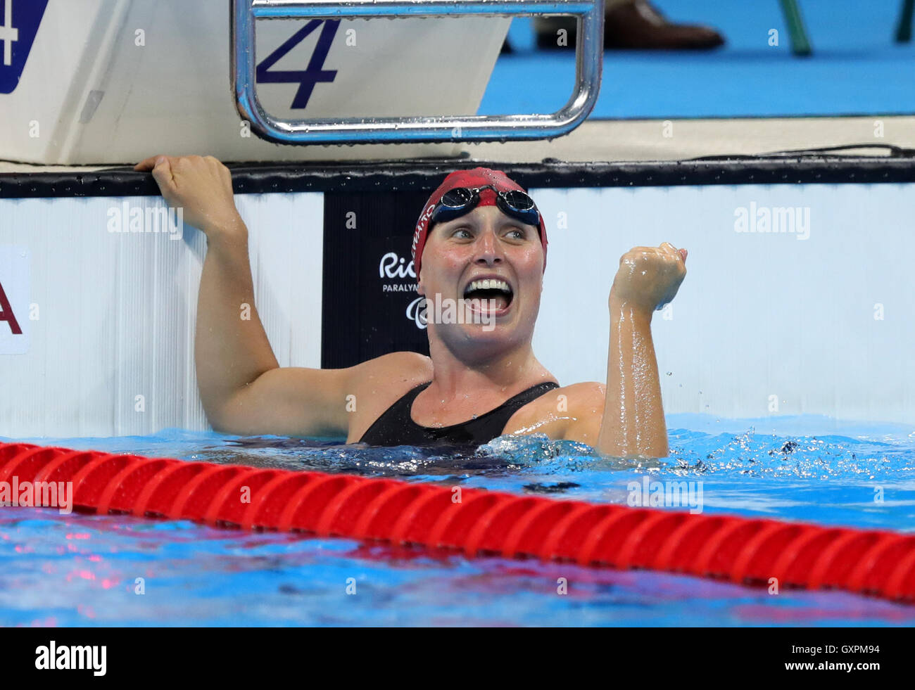 Great Britain's Stephanie Millward celebrates victory following the ...