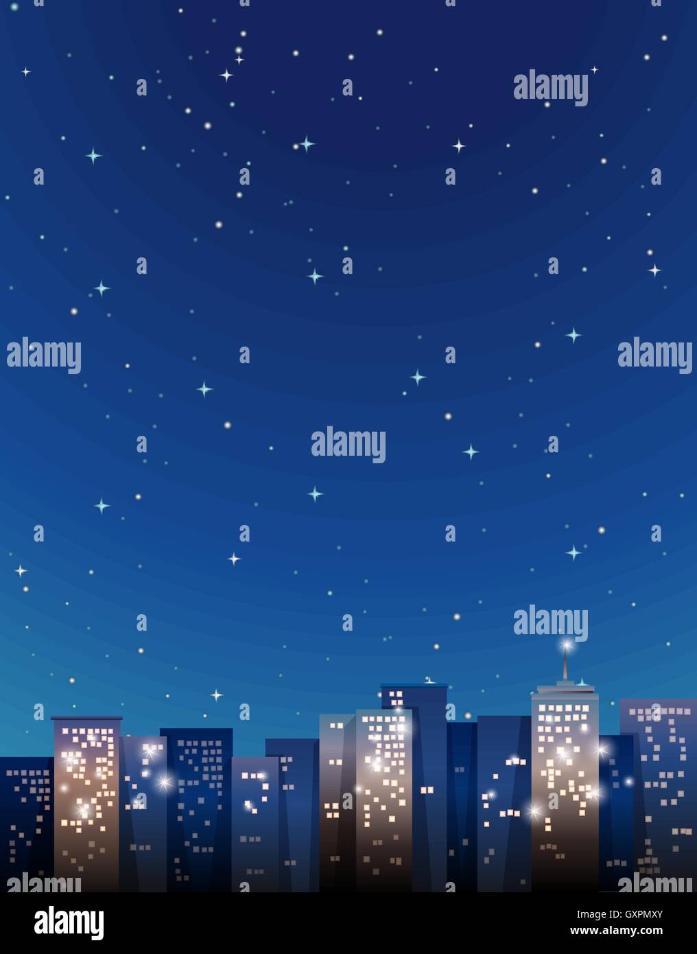 Buildings in the city at night illustration Stock Vector Image & Art ...