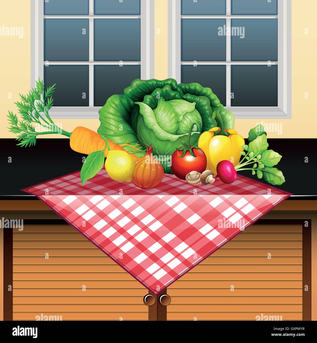 Tomato on kitchen table Stock Vector Images - Alamy