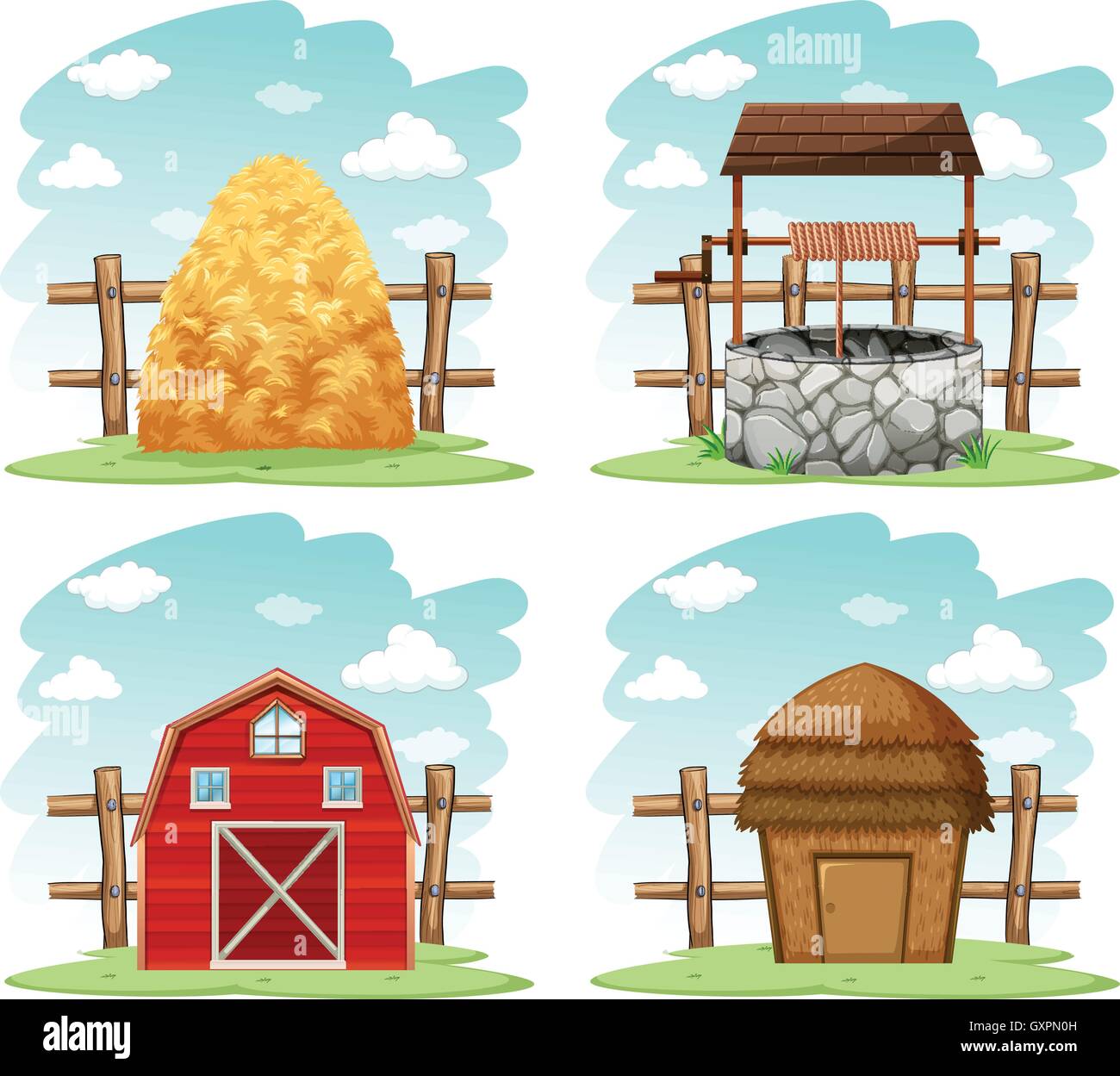 Different things in the farm illustration Stock Vector Image & Art - Alamy