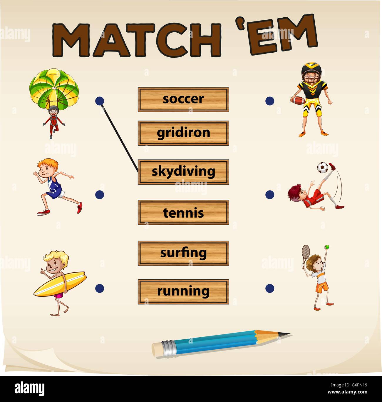 Matching game with sport and people illustration Stock Vector Image ...