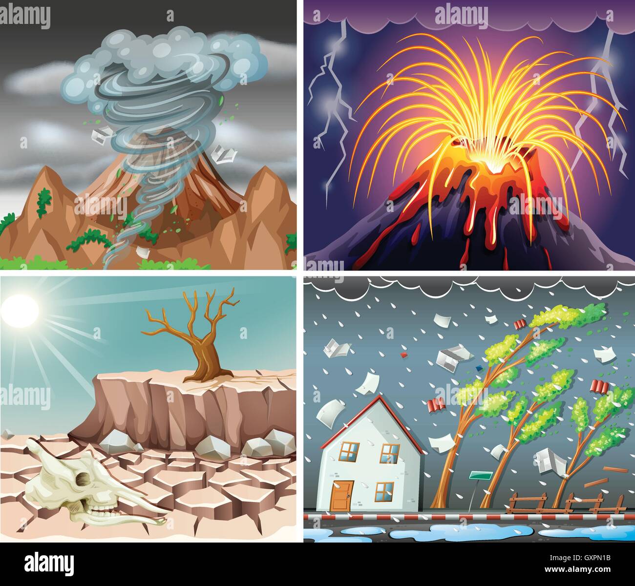 Different scenes with disasters illustration Stock Vector Image & Art ...