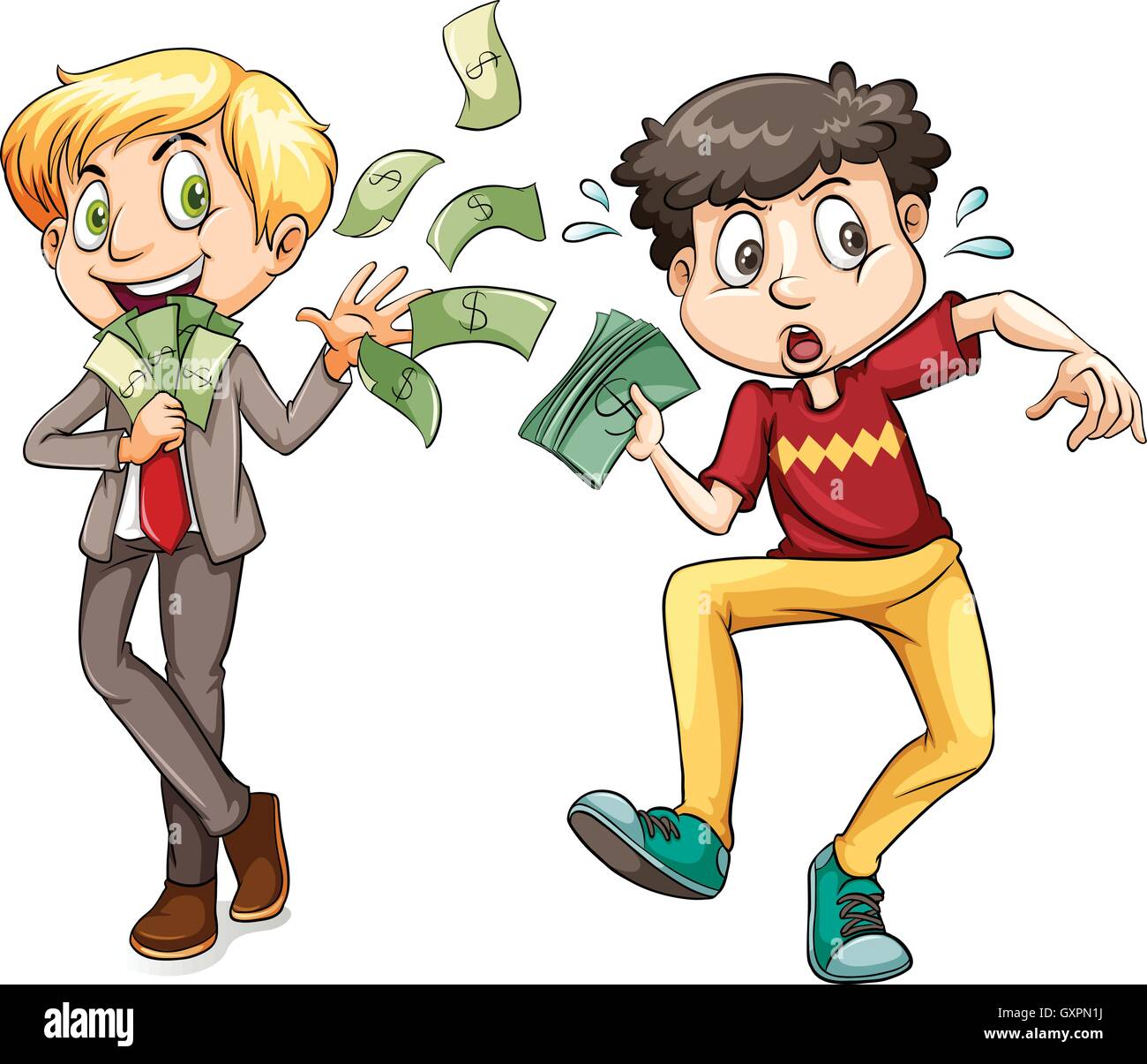 Men with lots of money and little money illustration Stock Vector Image ...