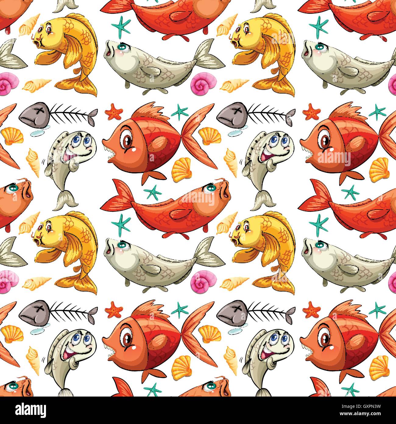 Seamless background design with fish illustration Stock Vector Image ...