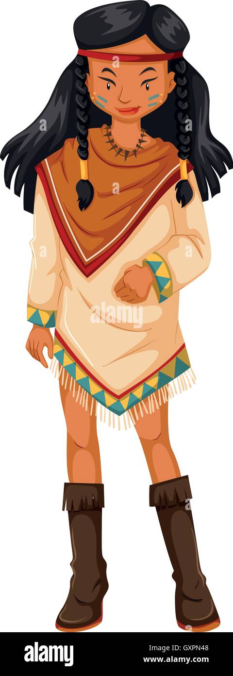 Female native american indians in costume illustration Stock Vector ...