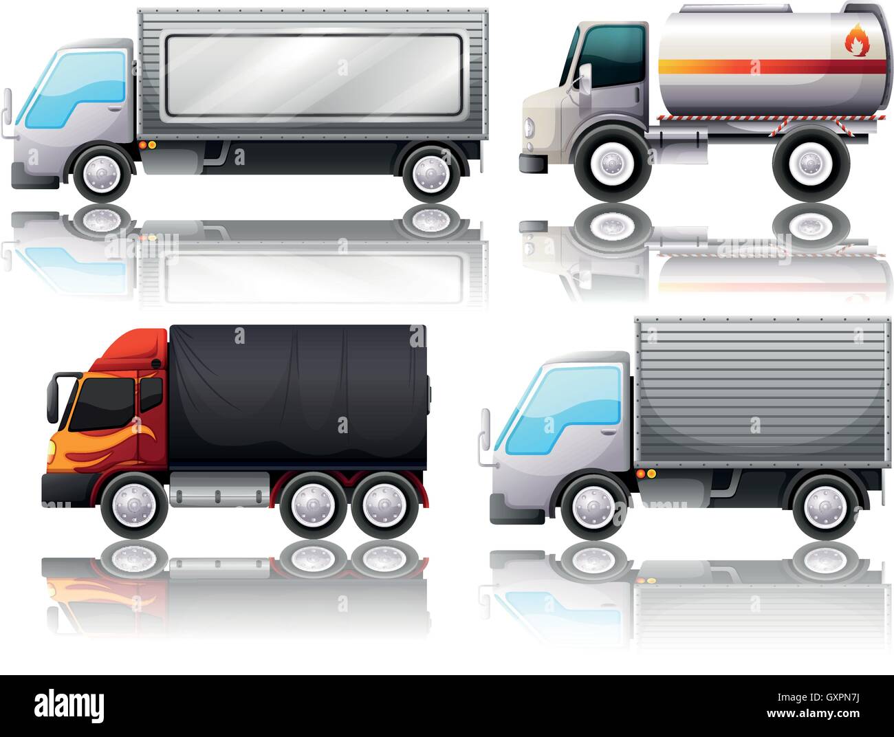 Four types of trucks illustration Stock Vector Image & Art - Alamy