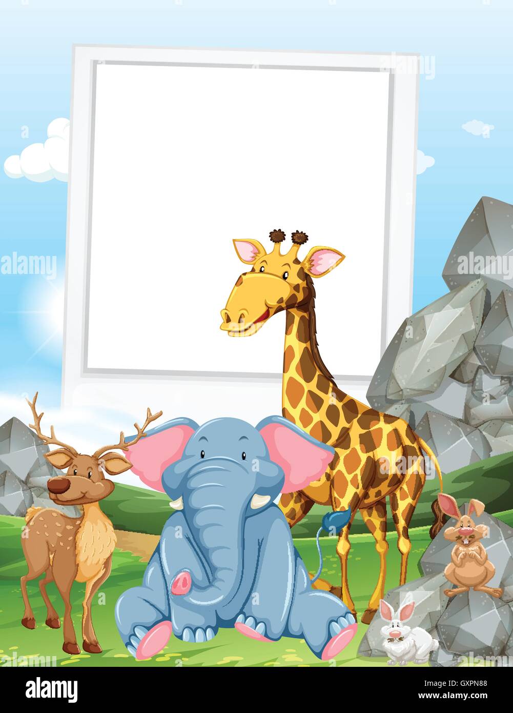 Border design with wild animals illustration Stock Vector Images - Alamy