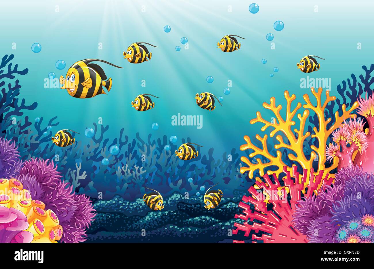 Lots of fish under the sea illustration Stock Vector Image & Art - Alamy