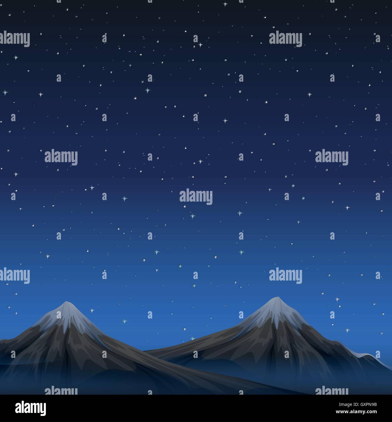 Scene with mountains at night illustration Stock Vector Image & Art - Alamy