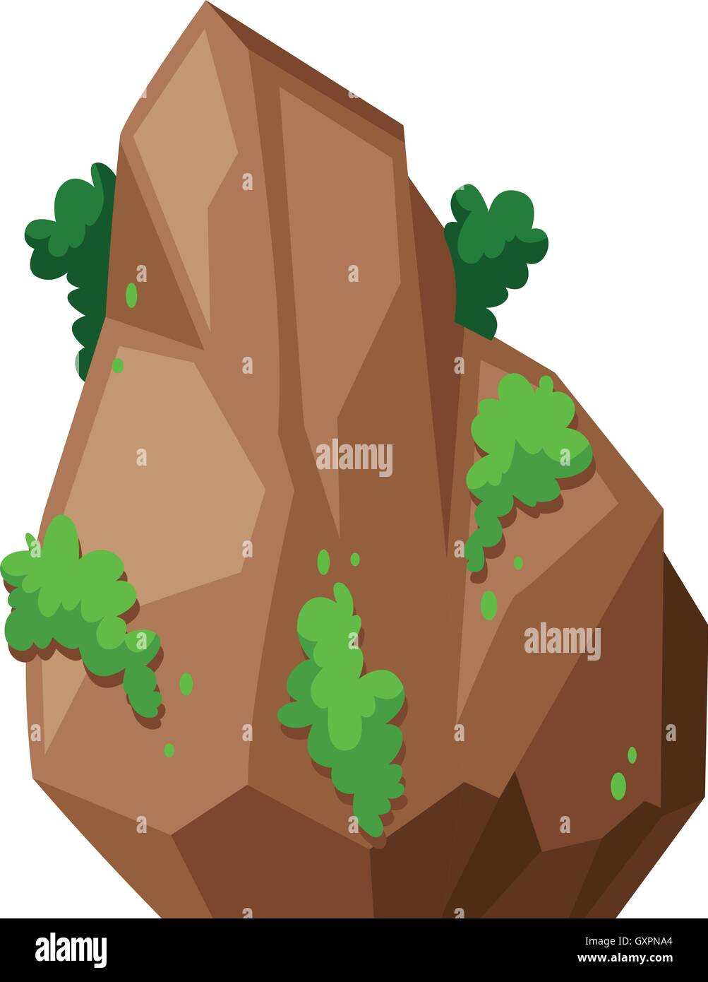 Rock with green bush illustration Stock Vector Image & Art - Alamy