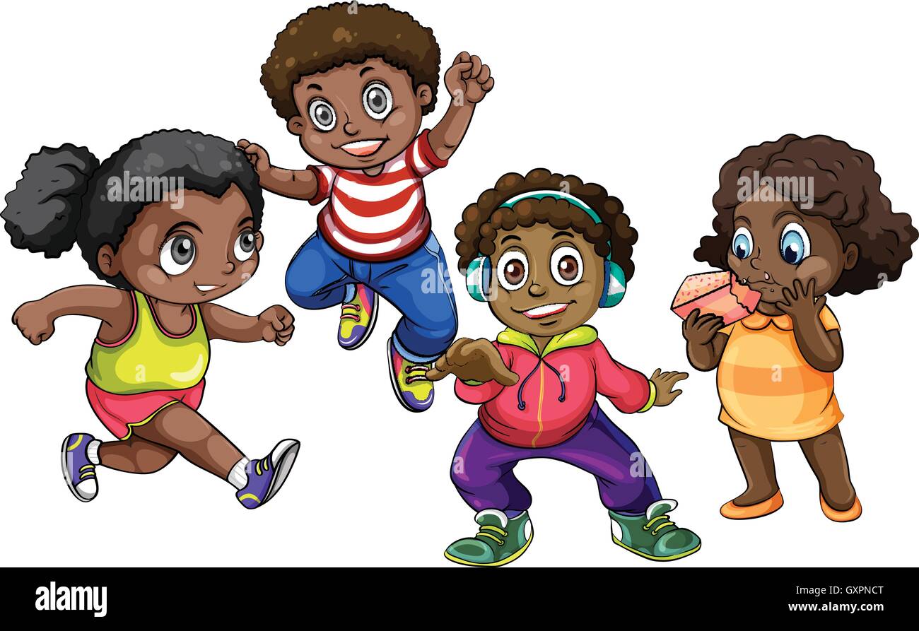 African American boys and girls illustration Stock Vector Image & Art ...