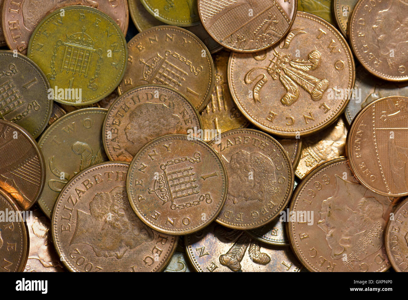 Loose change in sterling Stock Photo - Alamy