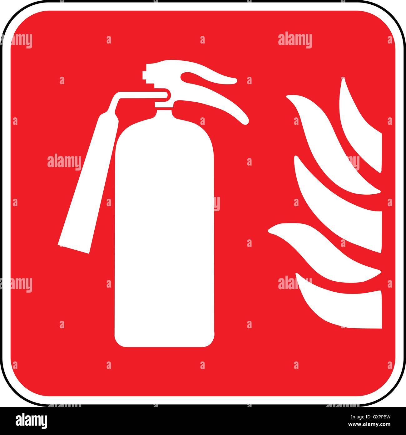 Emergency fire extinguisher sign, white firefighting equipment icon on ...
