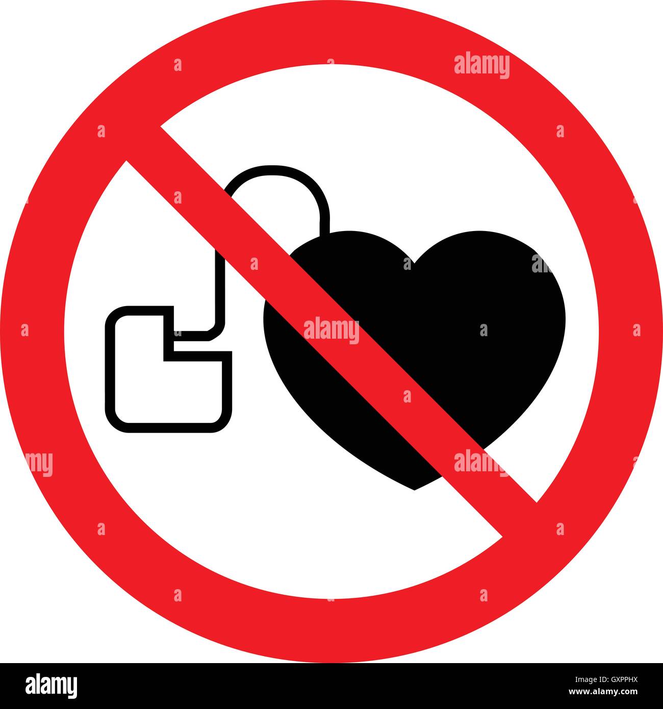 No access for persons with pacemakers sign, no pacemakers sign, vector ...