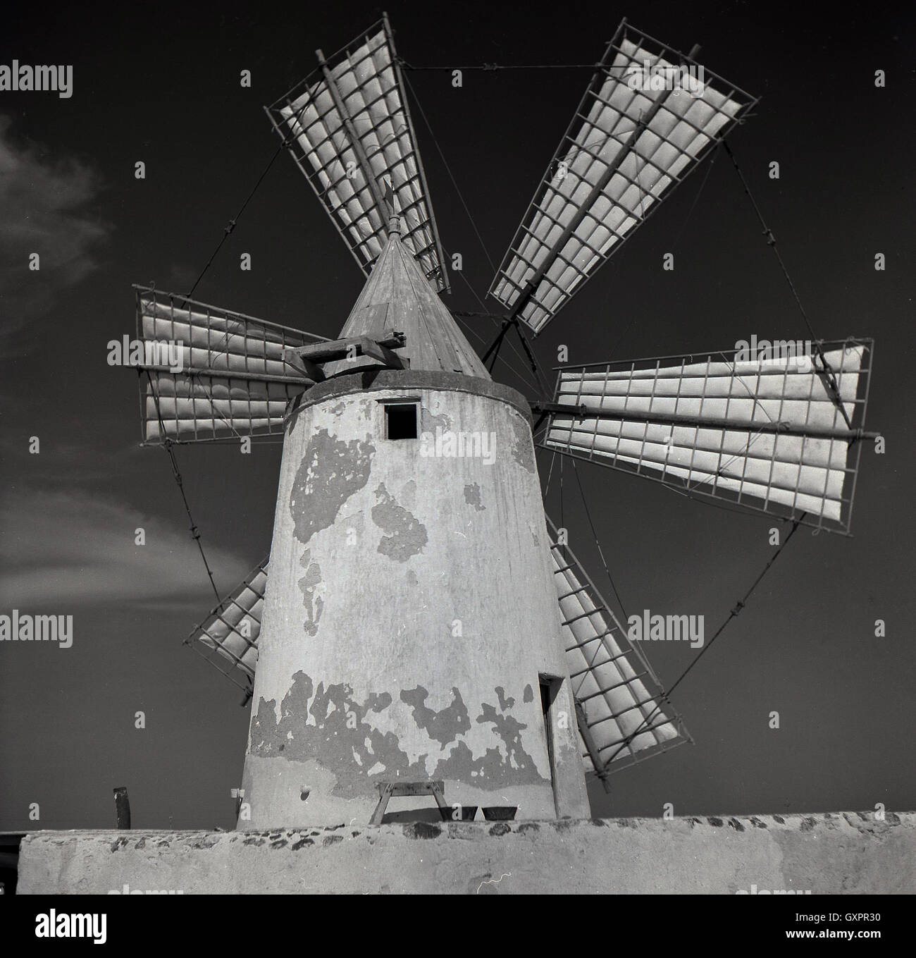 1950s, historical, picture by J Allan Cash of an ancient windmill used ...