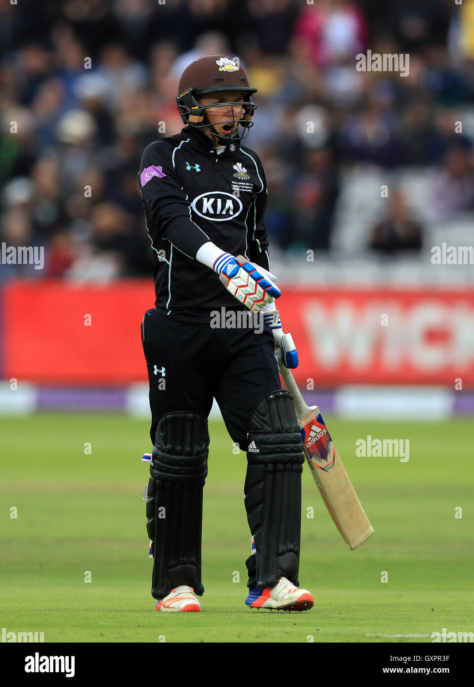 Surrey's Sam Curran is bowled by Warwickshire's Ateeq Javid for 13 ...