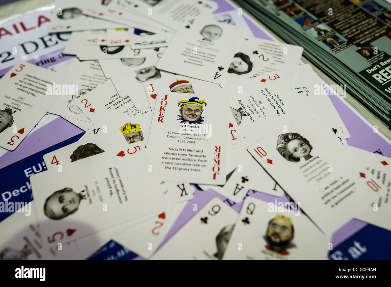 A pack of playing cards with politicians on at the Ukip annual ...