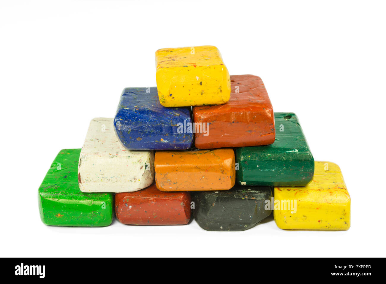 Stacked colorful wax crayon Stock Photo - Alamy