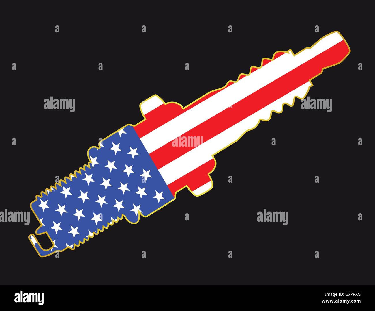 A red spark plug in silhouette on a black background Stock Vector Image ...