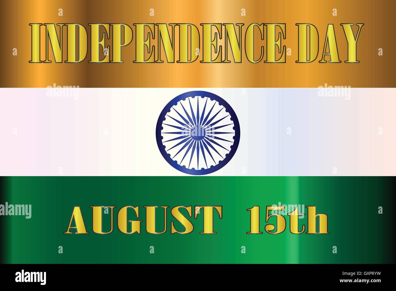The flag of India in white green and orange with Independence Day text ...