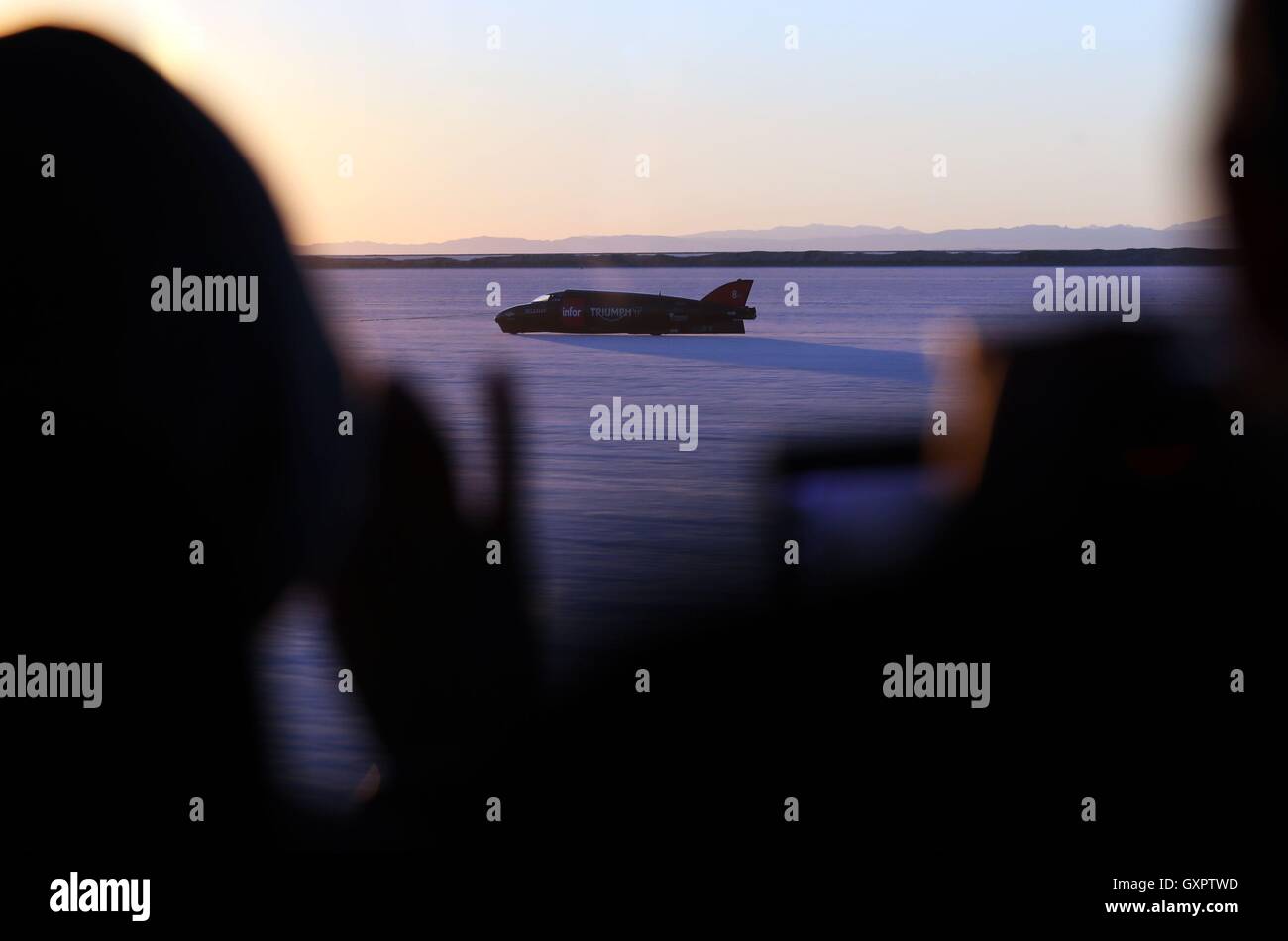 Triumph infor rocket streamliner along bonneville speedway hi-res stock ...