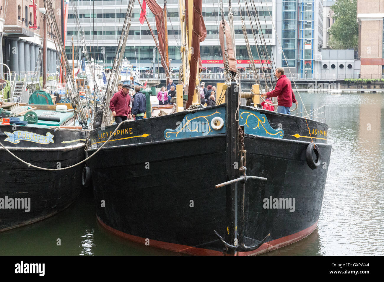 The Lady Daphne barge moored in St Katharine Docks Stock Photo - Alamy