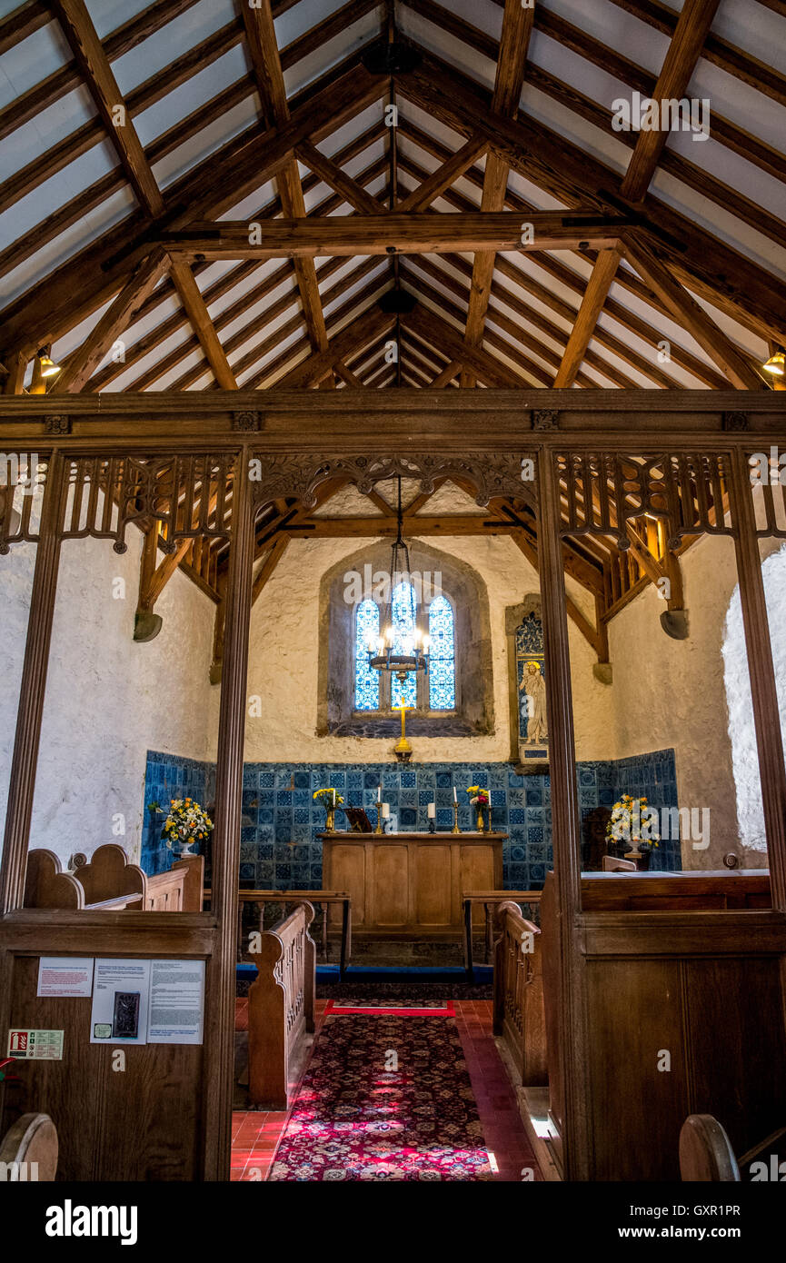Anglesey. Wales. St Patricks Church interior at Cemaes Stock Photo - Alamy