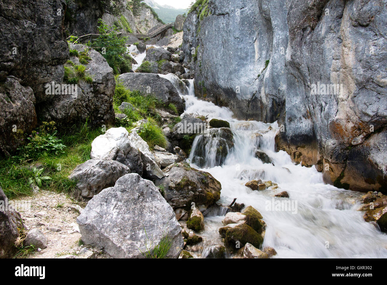 Silberkarklamm, waterfalls, path, Alps, Dachstein Stock Photo - Alamy