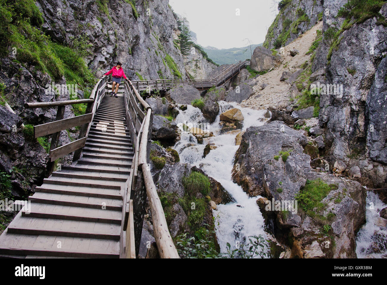 Silberkarklamm, waterfalls, path, Alps, Dachstein Stock Photo - Alamy