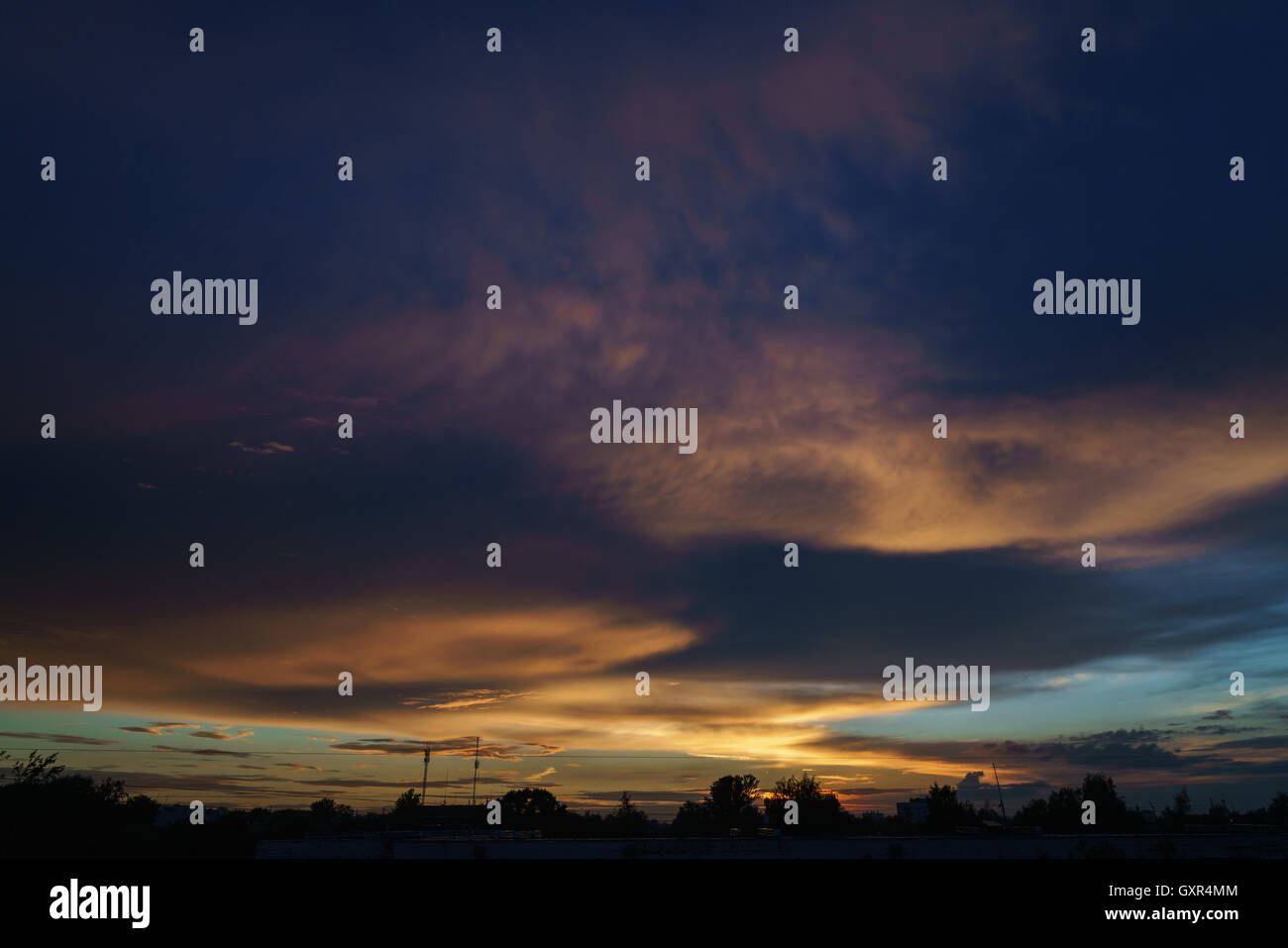 Cloudy sky sunset with street light hi-res stock photography and images ...