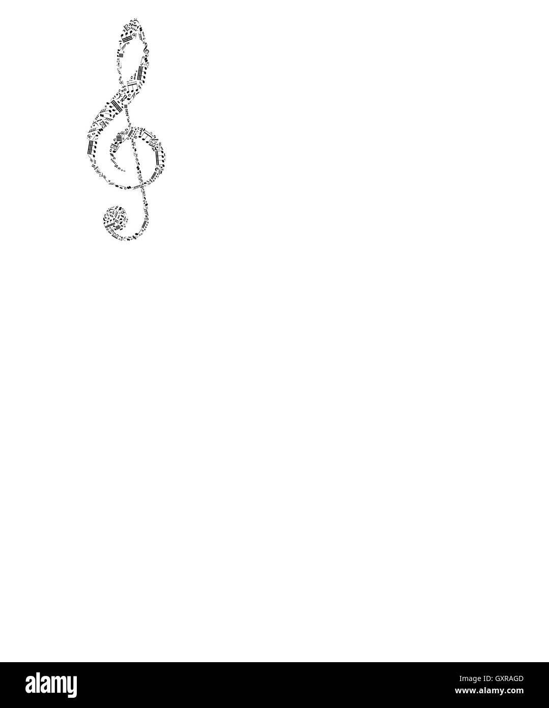 Treble clef sign made up from black music notes on white Stock Vector ...
