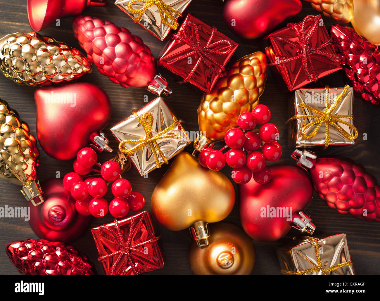 christmas gift box and decoration background Stock Photo - Alamy
