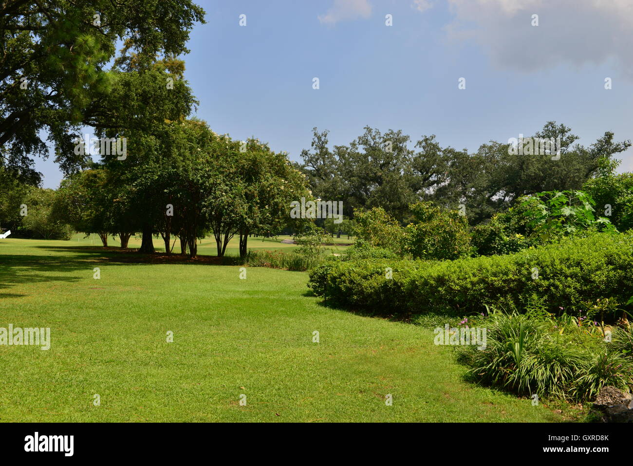 The grounds of a country estate in Louisiana in America in early Fall ...