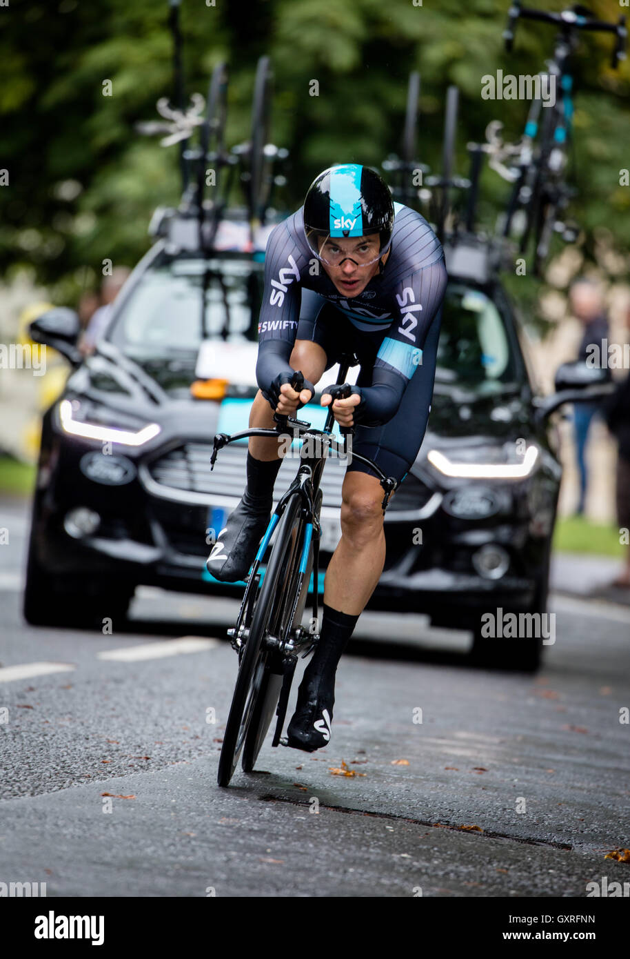 Rider in a time trial stage of the Tour of Britain cycle race in ...