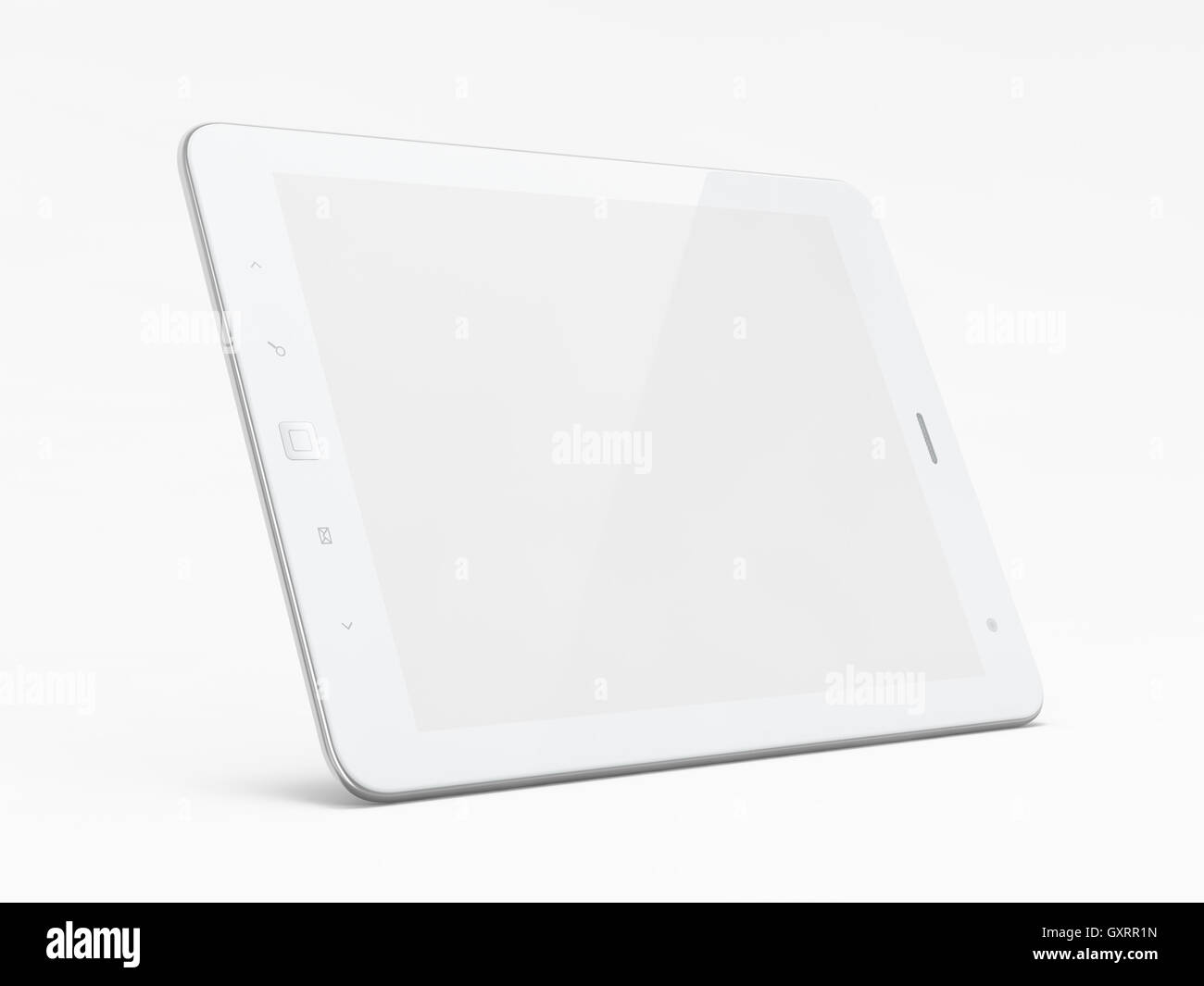 Beautiful white tablet pc on white background Stock Photo - Alamy