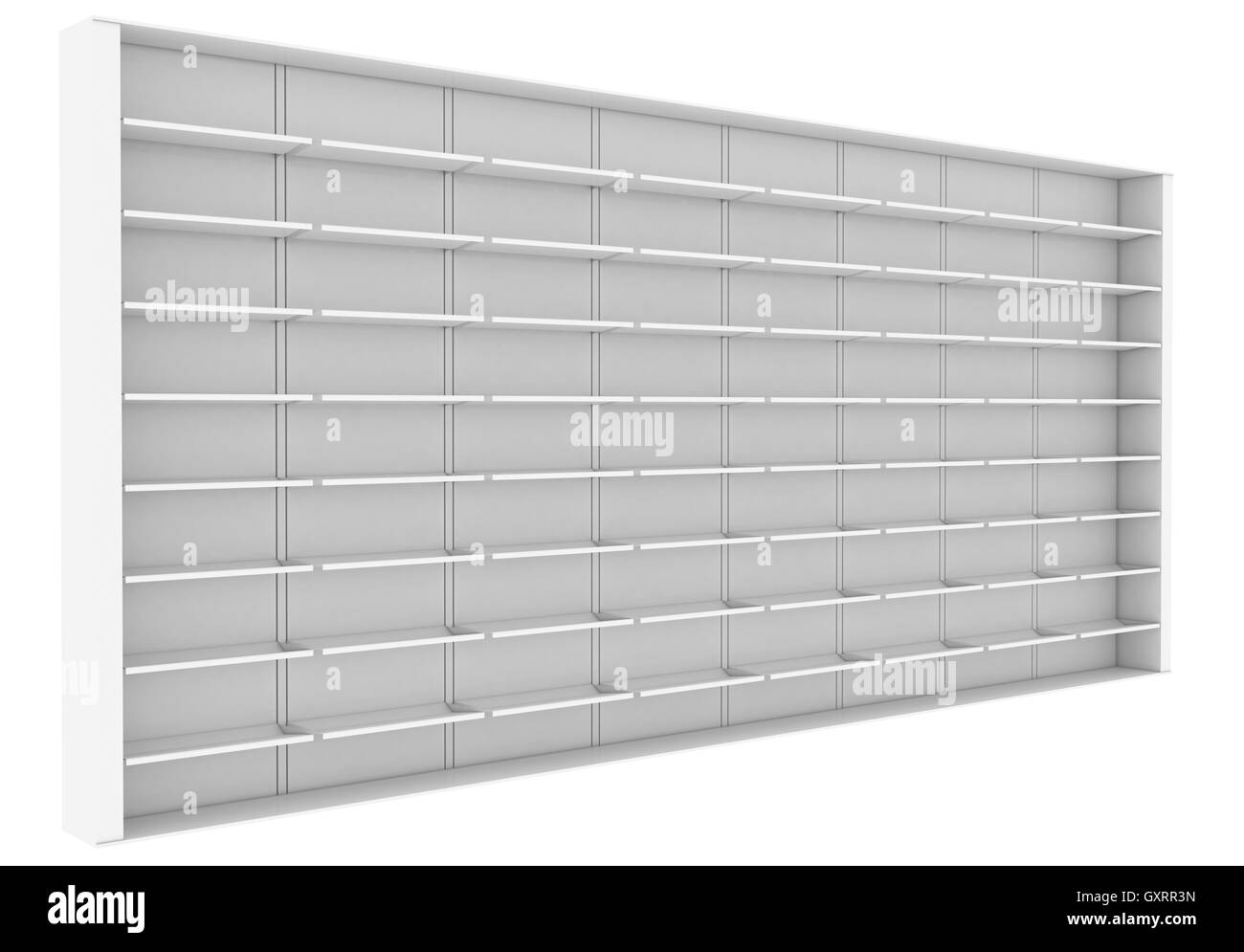 Realistic white store shelves Cut Out Stock Images & Pictures - Alamy